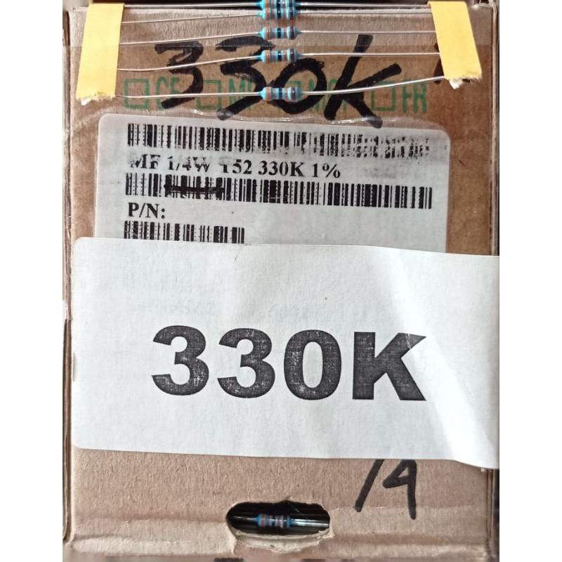 Jual Resistor Metal 330K 1/4Watt MF 1/4W T52-330K-1% Resistor Taiwan ...