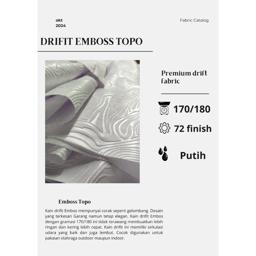 Jual Bahan Dryfit Embos Topo Gramasi 170-180 25KG (1 roll) | Shopee ...