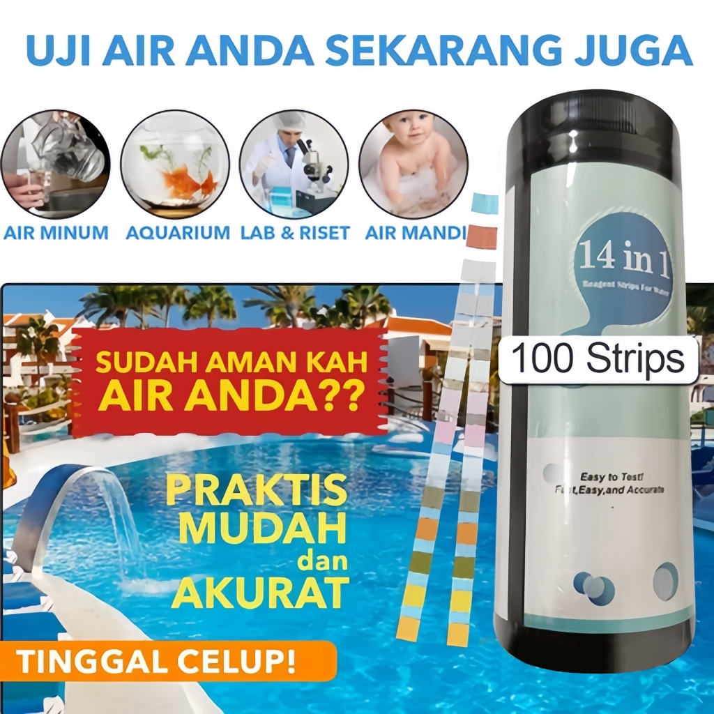Jual 100PCS 6 in 1 Strip Uji Akuarium Strip Uji Kolam Tangki Ikan untuk ...