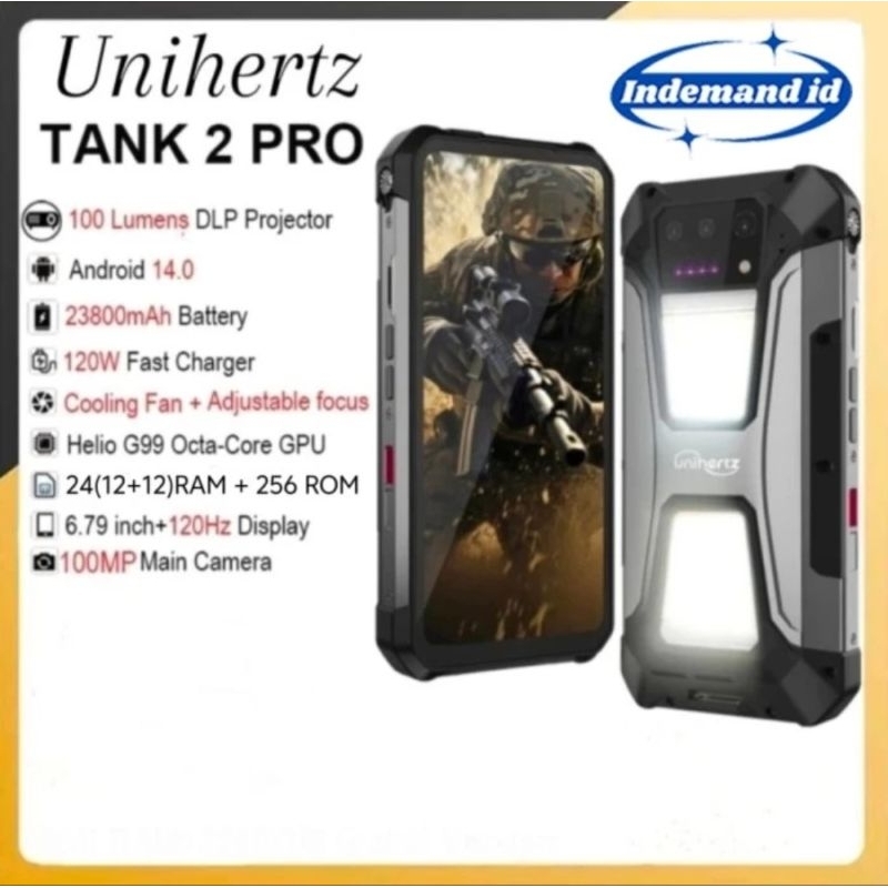 Jual Unihertz Tank 2 Pro With Projector Android 14 23800mAh 120W 100MP ...