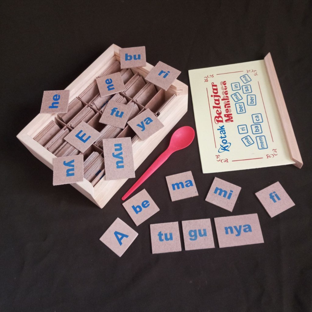 Jual Balok Kayu Suku Kata Kartu Huruf 90 Pcs Flashcard Merangkai Abjad ...