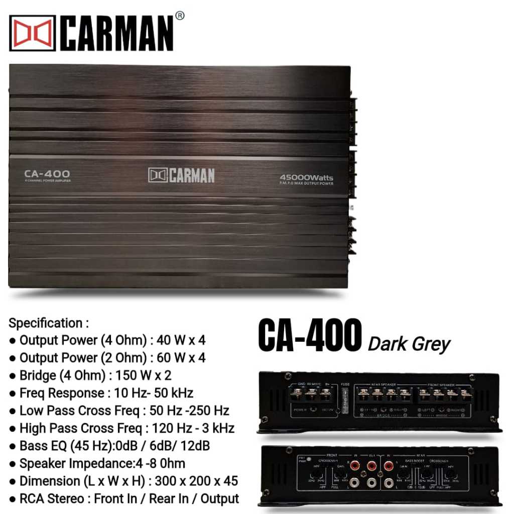 Jual POWER AMPLIFIER MOBIL CARMAN CA-400 4CHANNEL | Shopee Indonesia