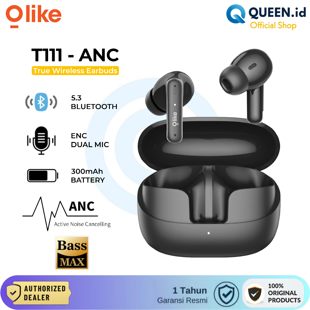 Jual Olike T111 TWS True Wireless Earbuds Headset Bluetooth 5.3 ENC ANC Dual Mic Earphone Bass ...