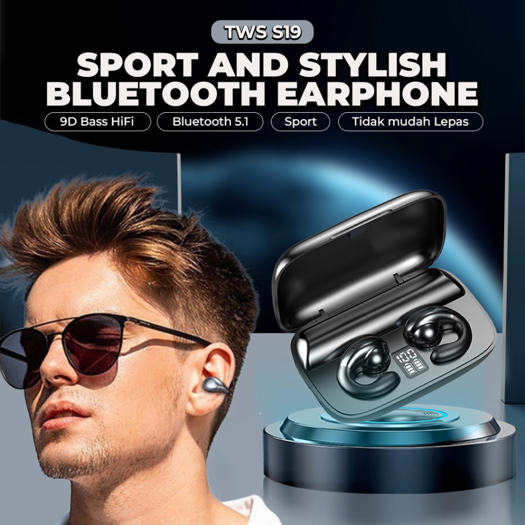 Jual MOCHO S19 Headset Ear Clip Bluetooth 5.2 Earphone Wireless ...