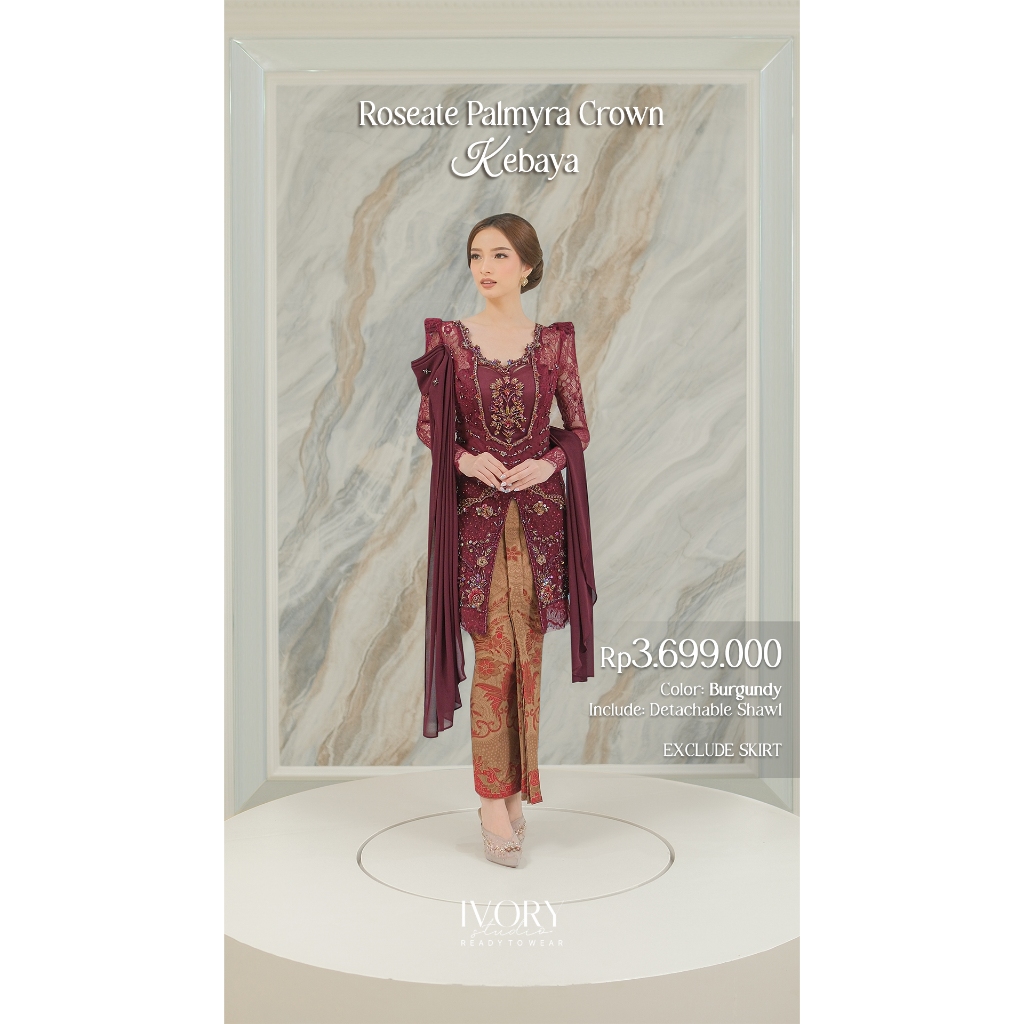 Jual Hum of Hearts - Roseate Palmyra Crown Kebaya in Burgundy (NON ...