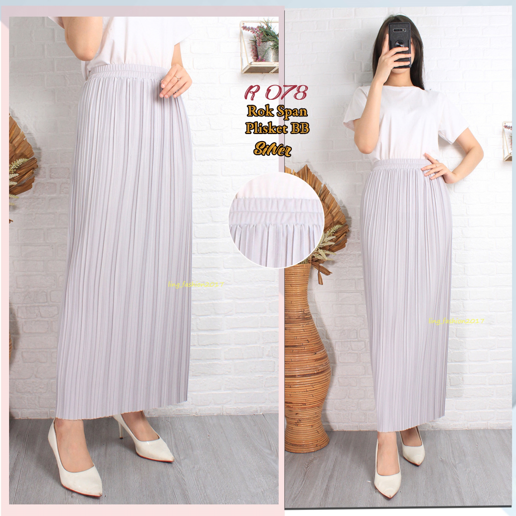 Jual Rok Span Plisket BB Panjang/ Rok Span/ Rok Plisket/ Rok Panjang Highwaist/ Pleated Skirt ...