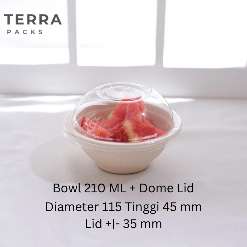 Jual Terra Bagasse Bowl Clear Transparan Lid 210 ML Paper Bowl Mangkok ...