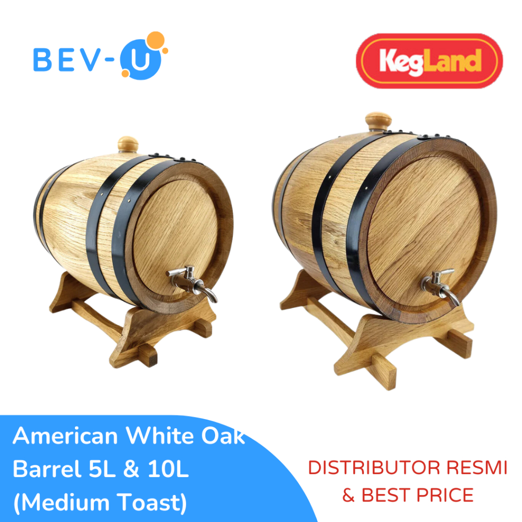 Jual KegLand American White Oak barrel 5L & 10L (Medium Toast) Gentong ...