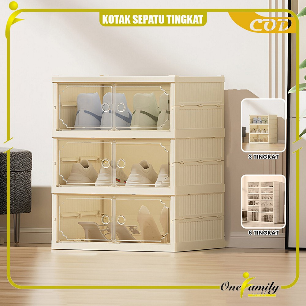 Jual ONE-C1080 Kotak Sepatu Susun Lipat Transparan Anti Debu Rak ...