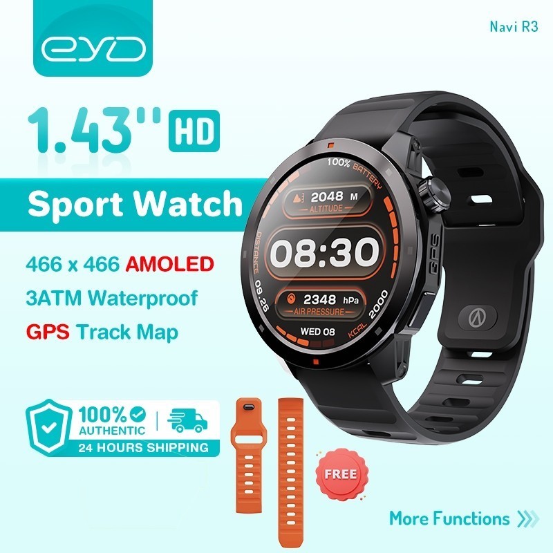 Jual EYD Navi R3 Jam Tangan Pria Amoled HD Screen Smart Watch GPS Map ...