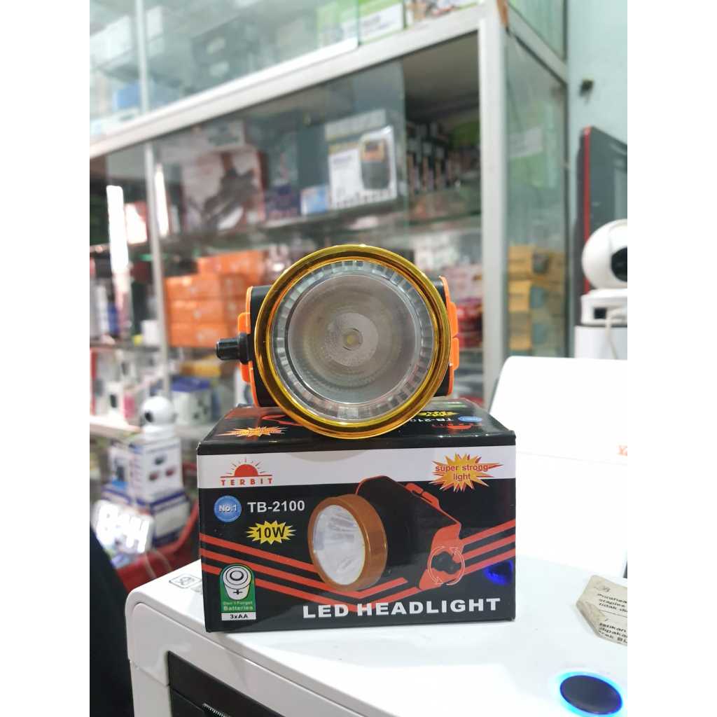 Jual Senter kepala batrai putaran TERBIT 2100 10watt Baterai AA 3pc ...