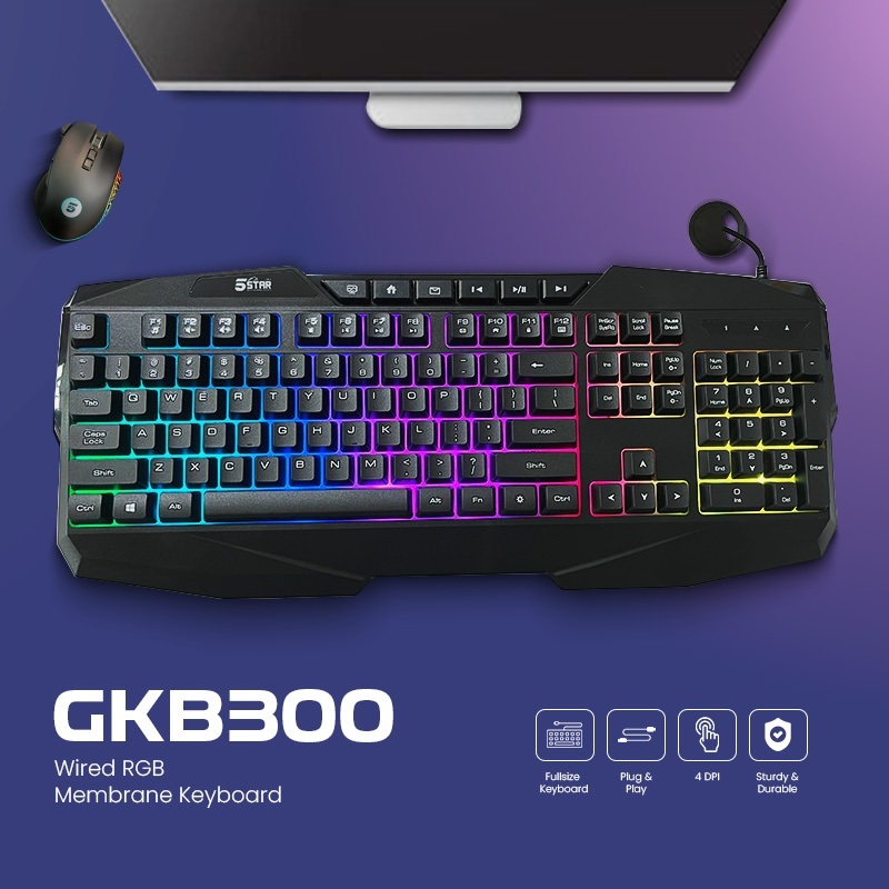 Jual 5Star Gaming GKB300 Keyboard Gaming Membrane Full Key Membrane ...