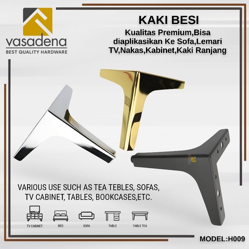 Jual H009 Kaki Sofa / Kaki Besi Ketebalan 1.4mm / Kaki Sofa Premium / Kaki Nakas / kaki Buffet ...
