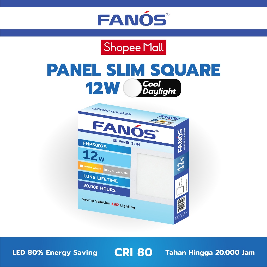 Jual Fanos Panel Lampu LED SLIM Square 12 WATT | Shopee Indonesia