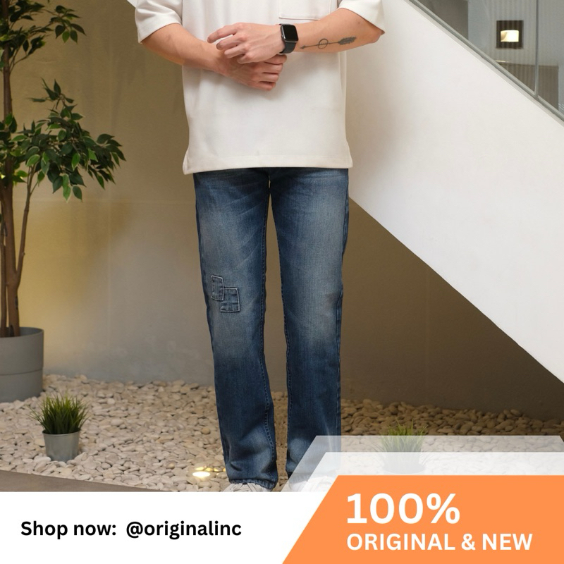 Jual Lee Patch Slim Straight Jeans Medium Blue LEE-PTS-01 | Shopee ...