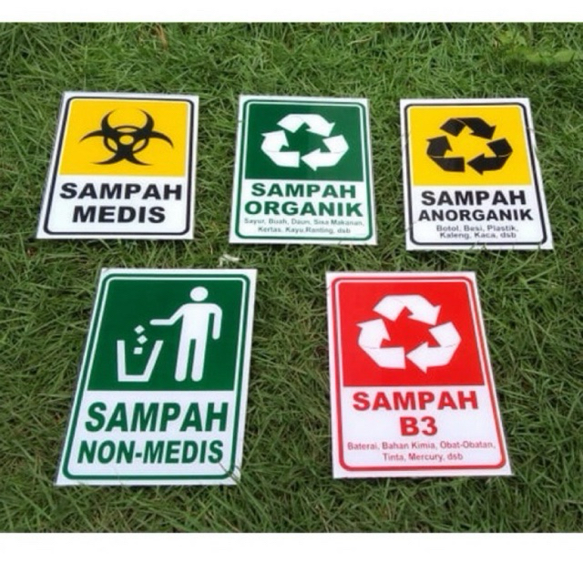 Jual Sign acrylic Sampah organik anorganik | sampah medis nonmedis B3 ...