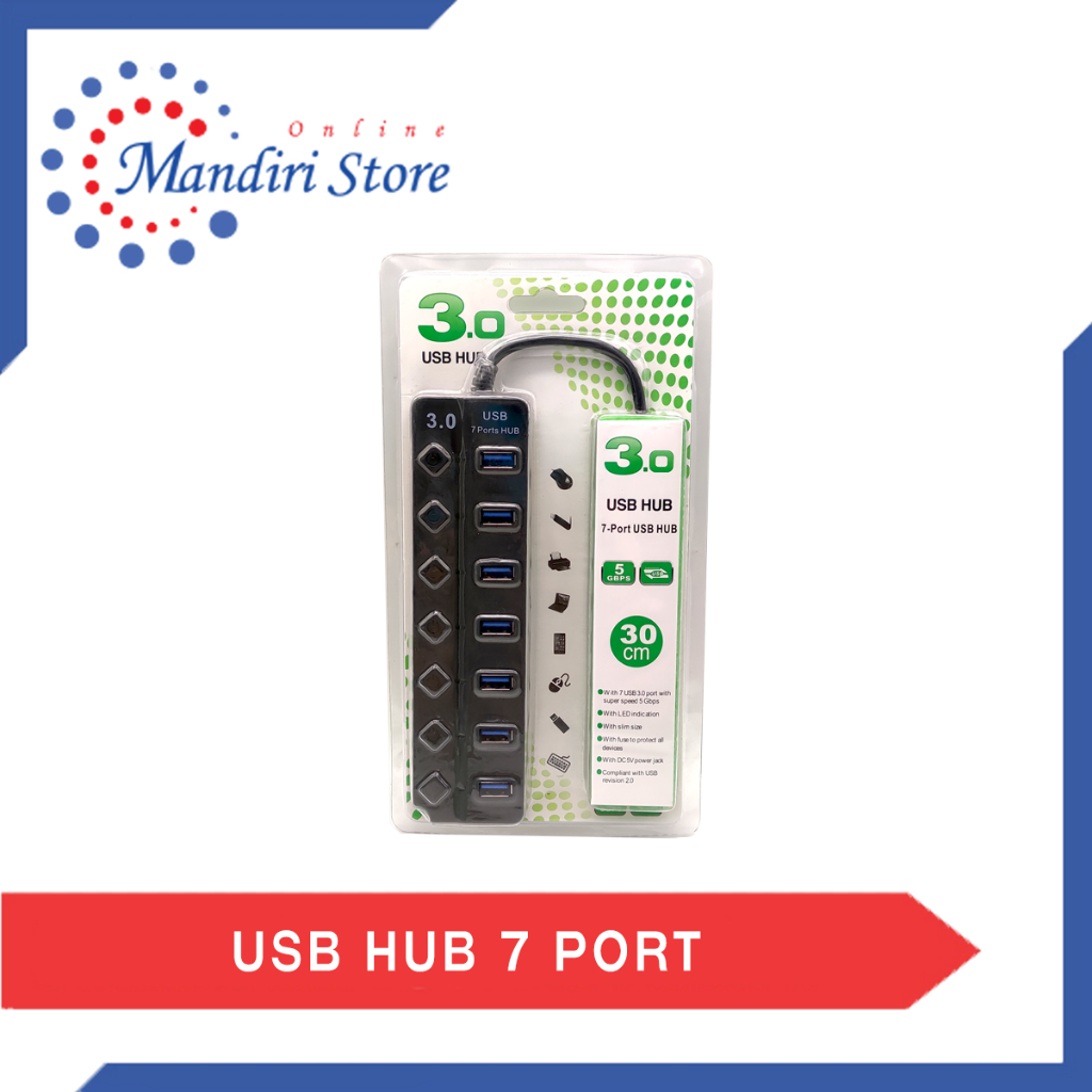Jual USB Hub 3.0 7 Port | Switch On/Off Pc / Laptop | Shopee Indonesia