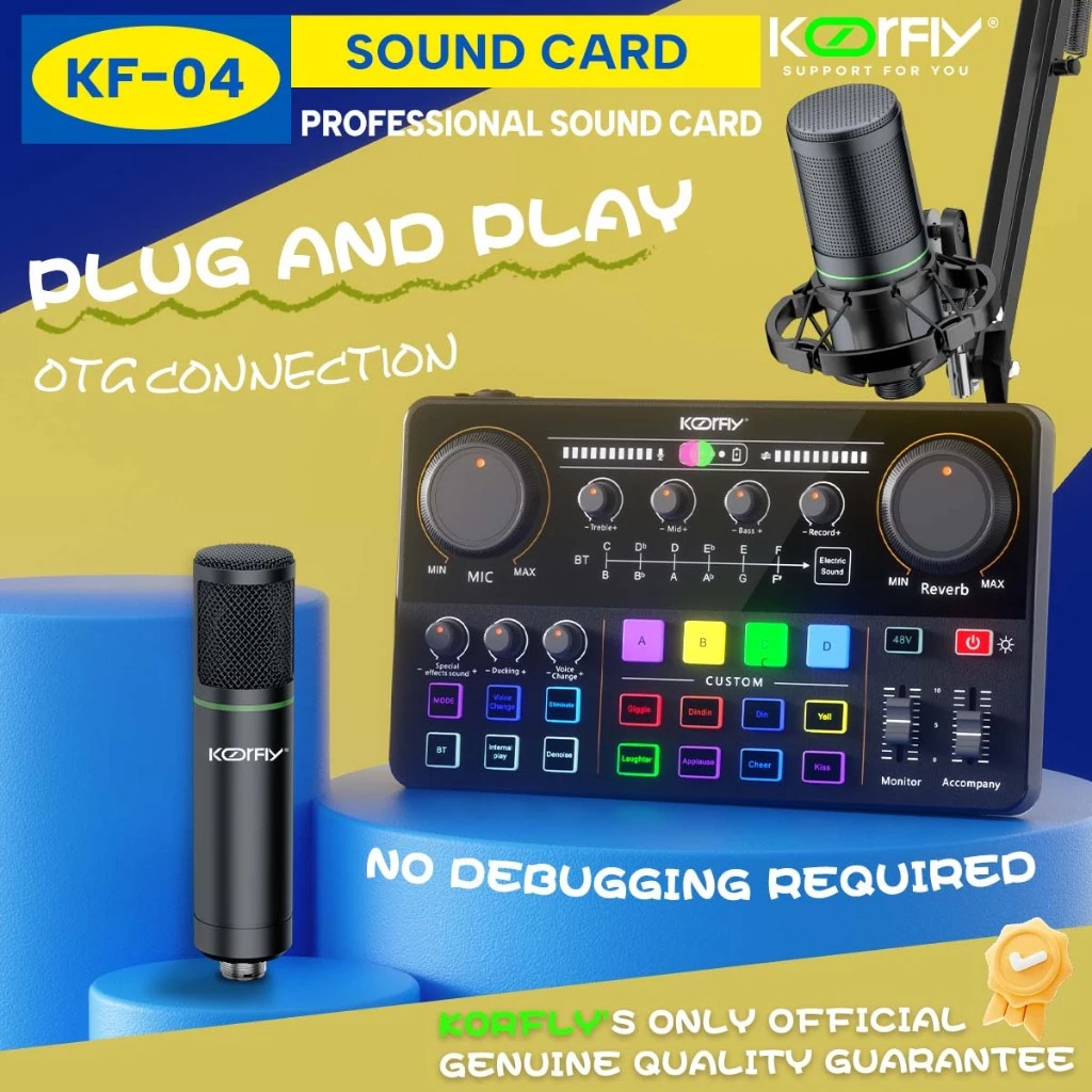 Jual KOORFLY KF04 Multi-Efek 48V Live Soundcard Live Mixer - 4 DIY Efek Suara/12 Efek RGB/ Untuk ...