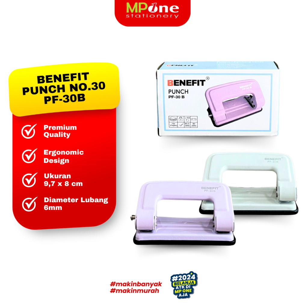 Jual (1 PCS) Benefit Pembolong Kertas No.30 Cover Warna / Punch NO.30 ...