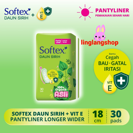 Jual Softex Daun sirih ( pantyliner 18CM isi 30 pads) longer & wider mint / greenteea pembalut ...