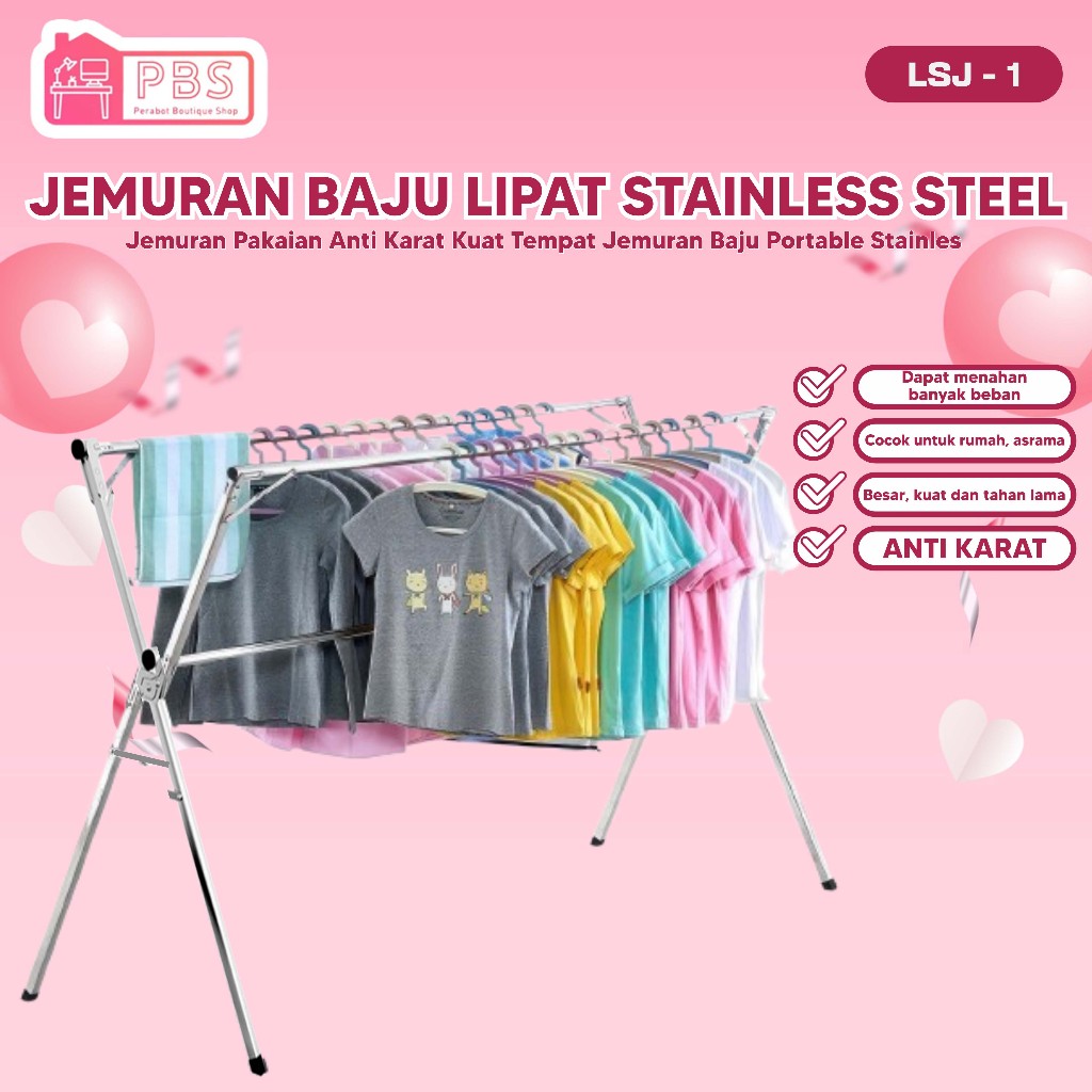 Jual PERABOT Rak Jemuran Baju Handuk Lipat Stainless Steel / Rak Jemur ...