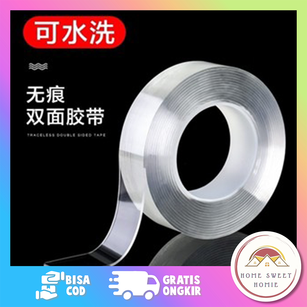 Jual Lakban Perekat Double Tape Lem Nano Tape 1meter/Lem Double / Doble ...