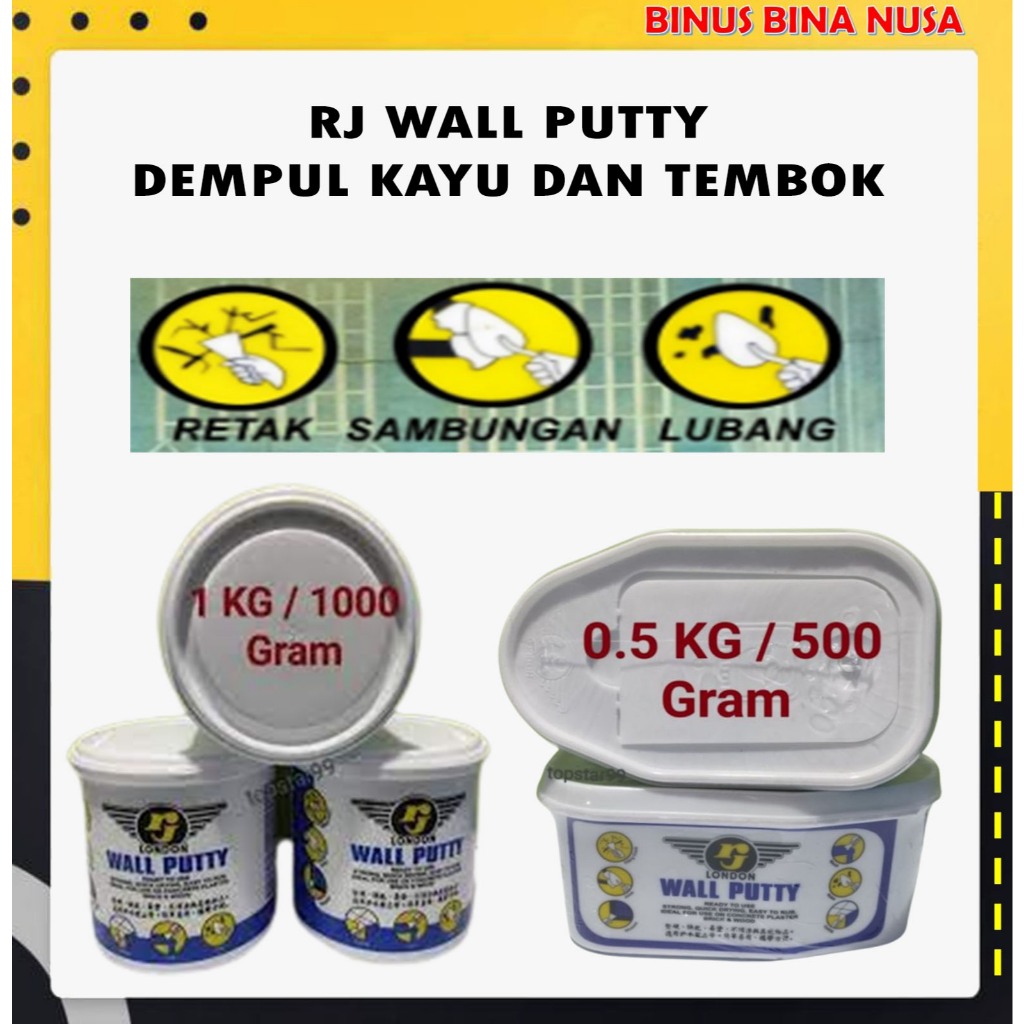 Jual RJ WALL PUTTY / DEMPUL KAYU DAN TEMBOK 500g & 1kg | Shopee Indonesia