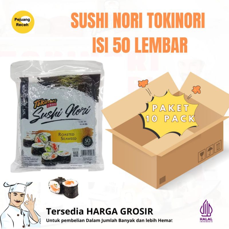 Jual PAKET HEMAT 10 PACK SUSHI NORI 50 LEMBAR / TOKINORI DAN ICHINORI ...