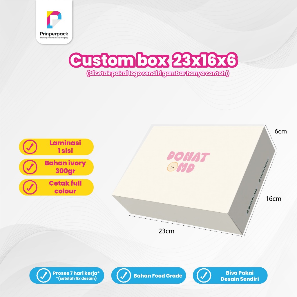 Jual Dus donat ukuran 23X16X6cm/ branding dus kemasan custom /box donut ...