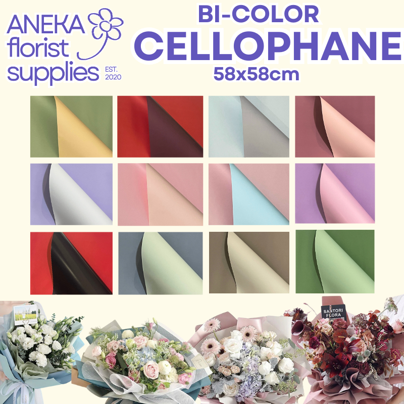 Jual [20 LEMBAR] Bi Color Full Color Cellophane Two Color Solid Dua ...