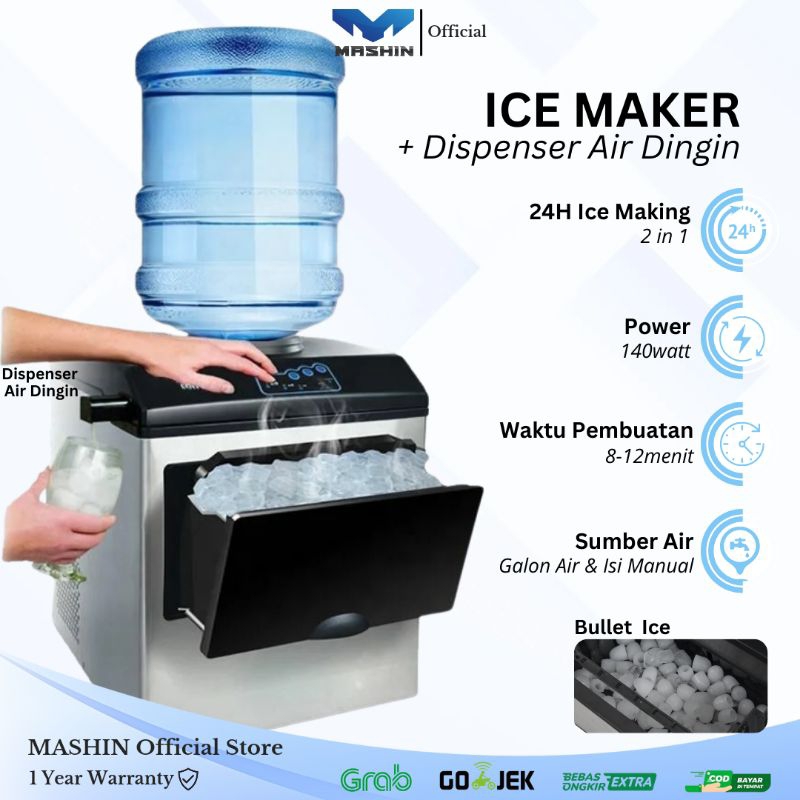Jual Mashin - Mesin Pembuat Es Batu Dispenser 30kg/24jam Ice Maker Cafe ...