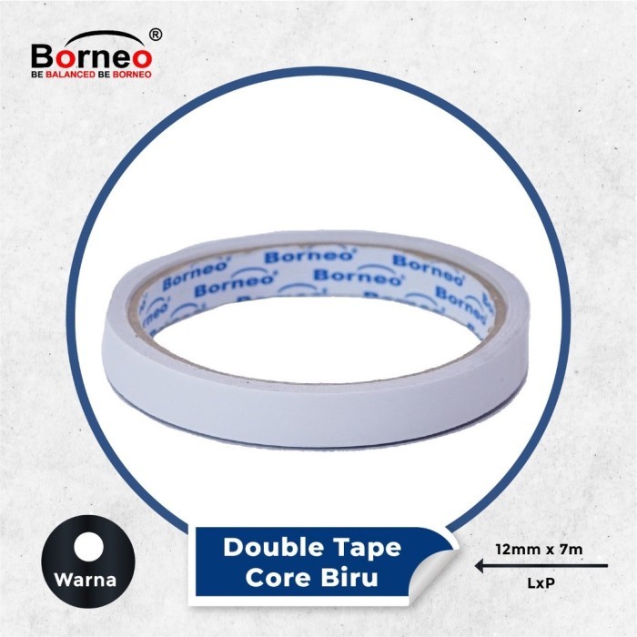 Jual DOUBLE TAPE BORNEO 12mm x 7mm CORE BIRU / SOLASI ISOLASI BOLAK ...