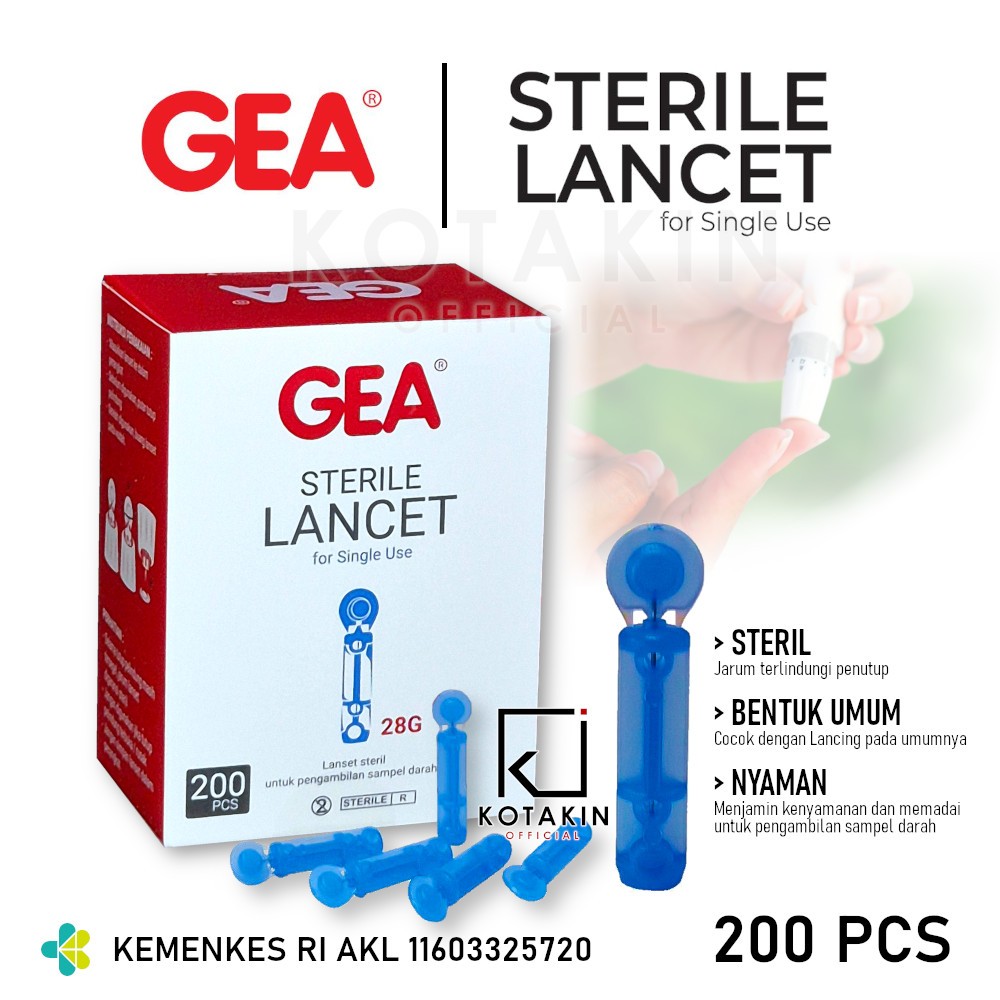 Jual Blood Lancet ( Jarum Ambil Darah ) GEA 28G isi 200 | Shopee Indonesia