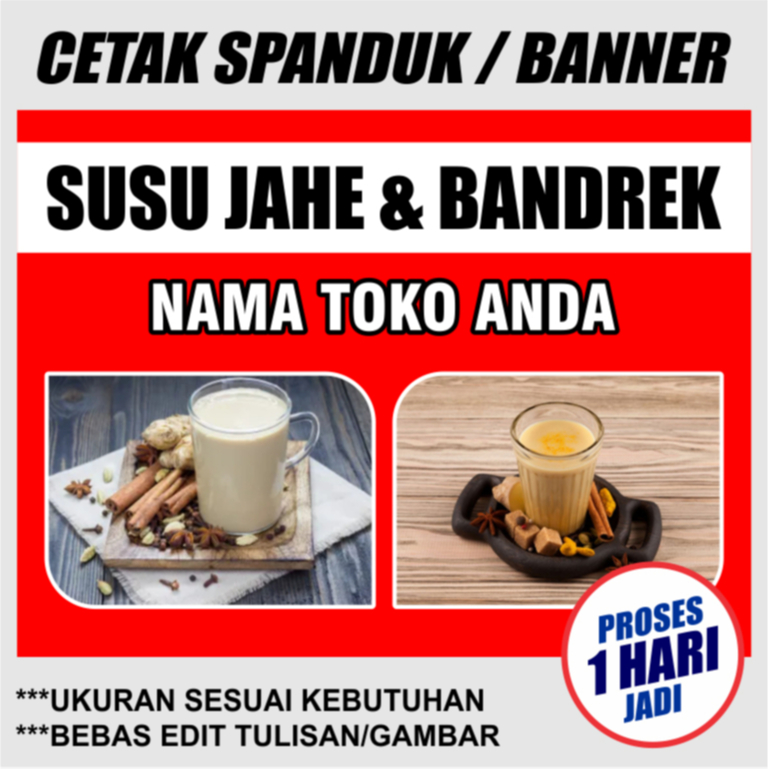 Jual spanduk banner susu jahe / bandrek cetak benner susu jahe custom ...