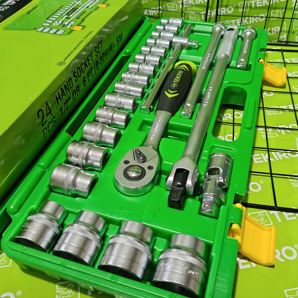 Jual Kunci Sok Set 24 Pcs Pvc Tekiro Hand Mata Sok Shock 24Pcs Box Plastik 6pt 1/2inci Socket ...