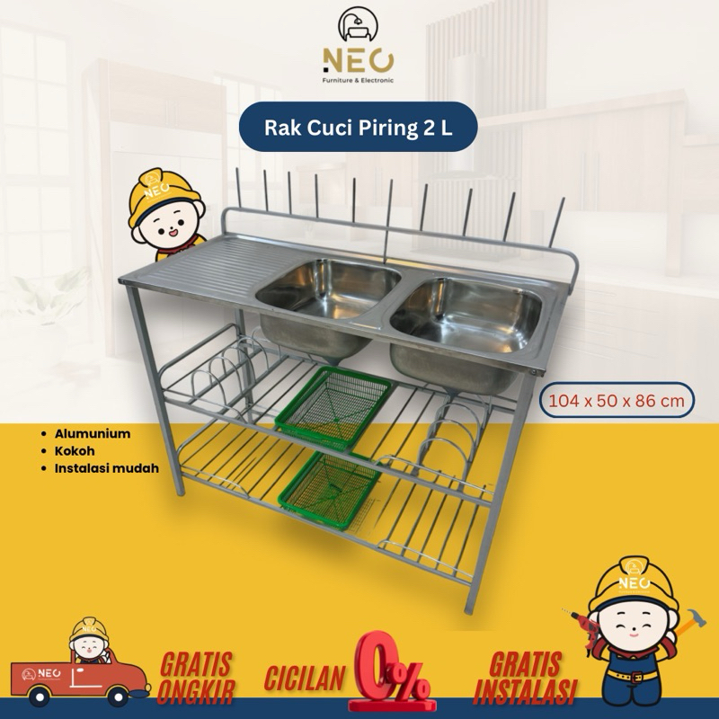 Jual NEO - Rak Cuci Piring Alumunium Master 1L 2L Mudah Dipasang Desain ...