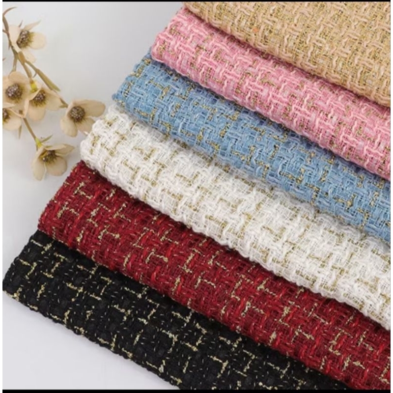Jual kain bahan tweed acrylic tebal (harga 0'5mtr/50cm) | Shopee Indonesia