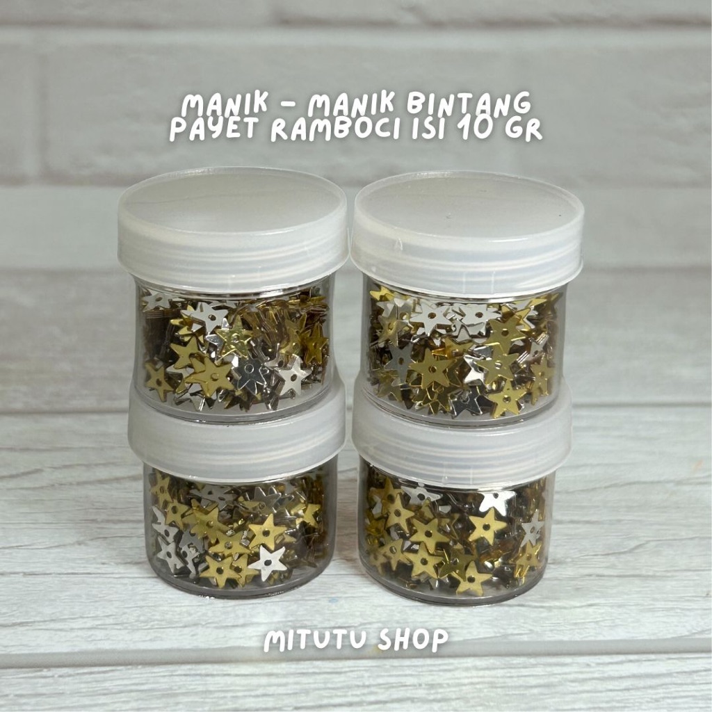 Jual manik - manik bintang payet ramboci isi 10 gram untuk prakarya ...