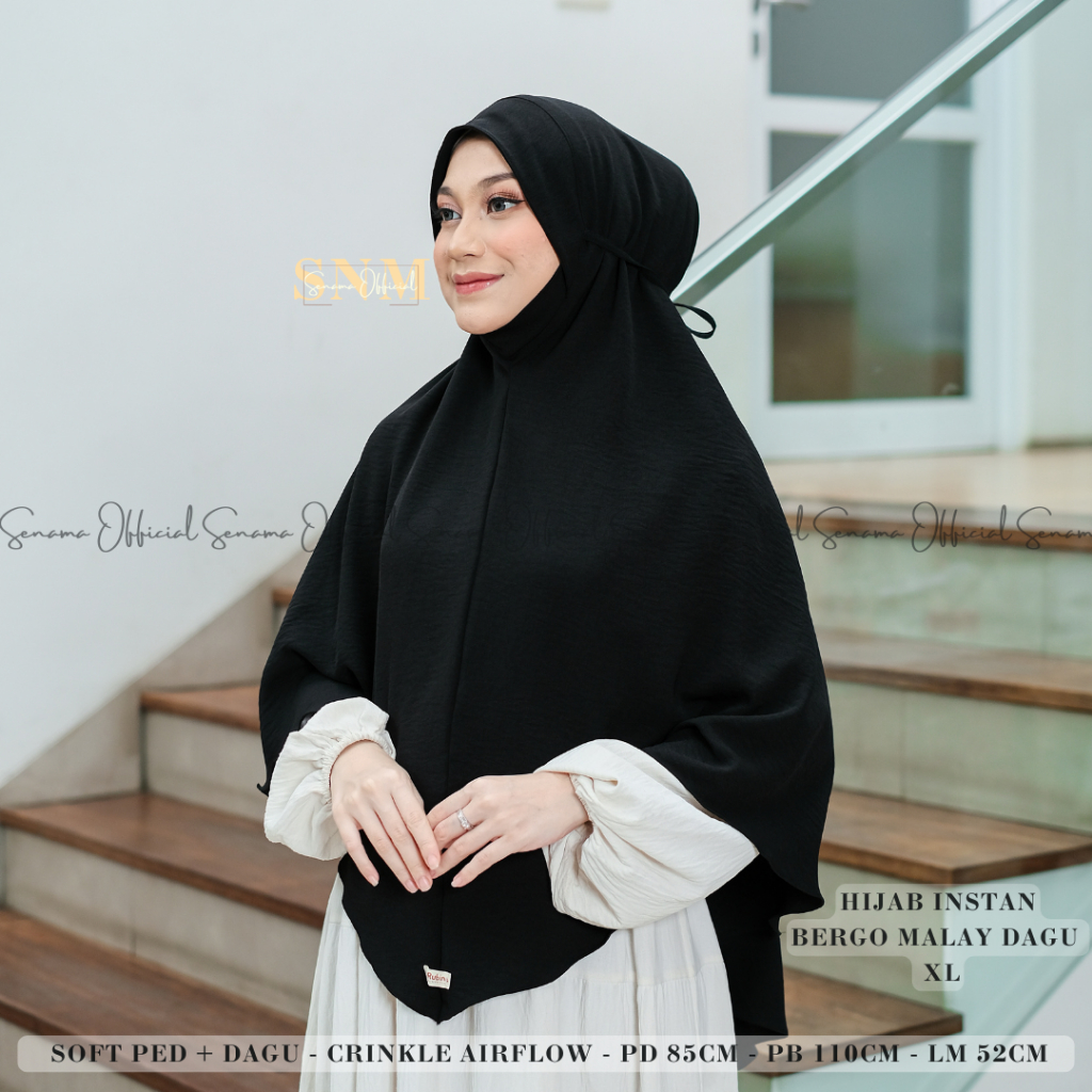 Jual Khimar dagu malay xl soft pet tali crinkle airflow/ Hijab Instan Kerudung Jilbab Bergo Dagu ...