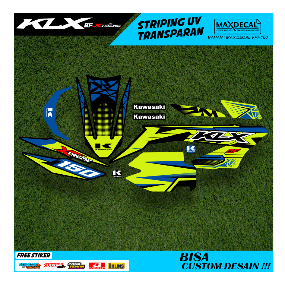Jual striping lis klx bf extrime 2021 biru kuning original stripping ...