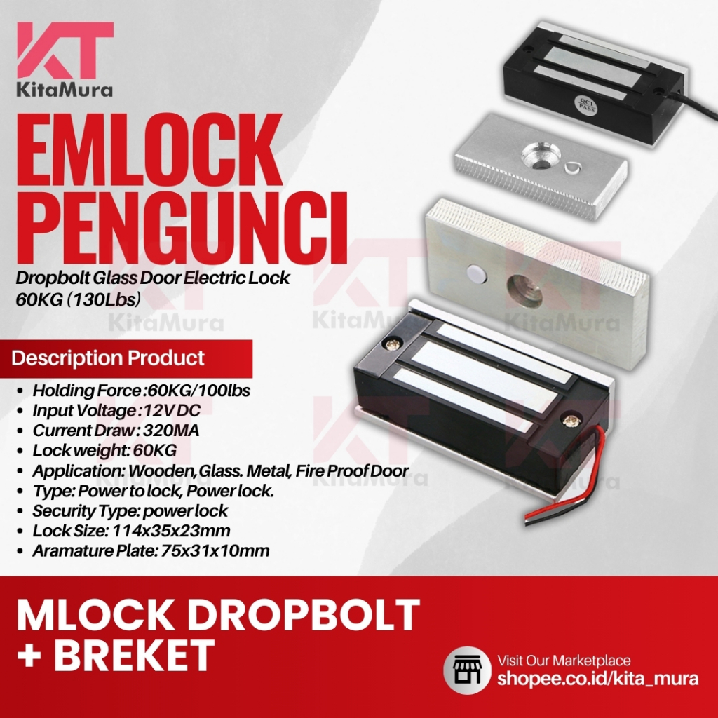 Jual Emlock Mini Magnetic Lock Door || EmLock Magnetic 100LBS Lock ...