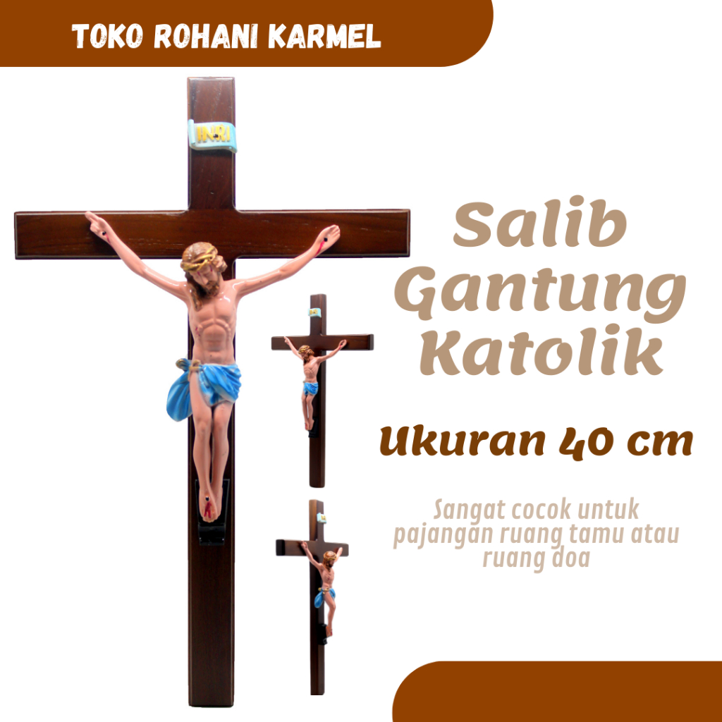 Jual SALIB DINDING KATOLIK 40 CM (KARUNIA) UKURAN BESAR / SALIB GANTUNG ...