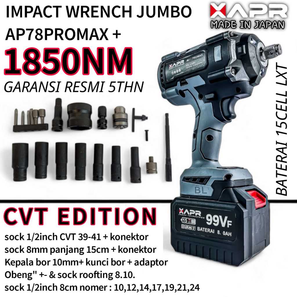Jual CORDLESS BOR impact wrench APR JAPAN GARANSI RESMI 5THN mesin ...