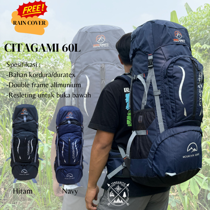 Jual Citagami Tas Carrier 60 Liter Free Rain Cover Tas Gunung Seven Summits Tas Hiking | Shopee ...