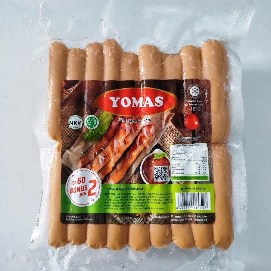 Jual YOMAS Sosis Ayam 1 Kg Isi 60 + 2 pcs | Shopee Indonesia