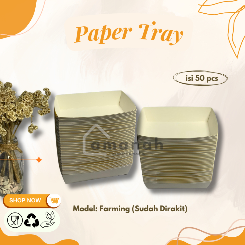 Jual [ 50 PCS] Tray Food / Paper Tray Putih polos /Food Grade | Shopee ...