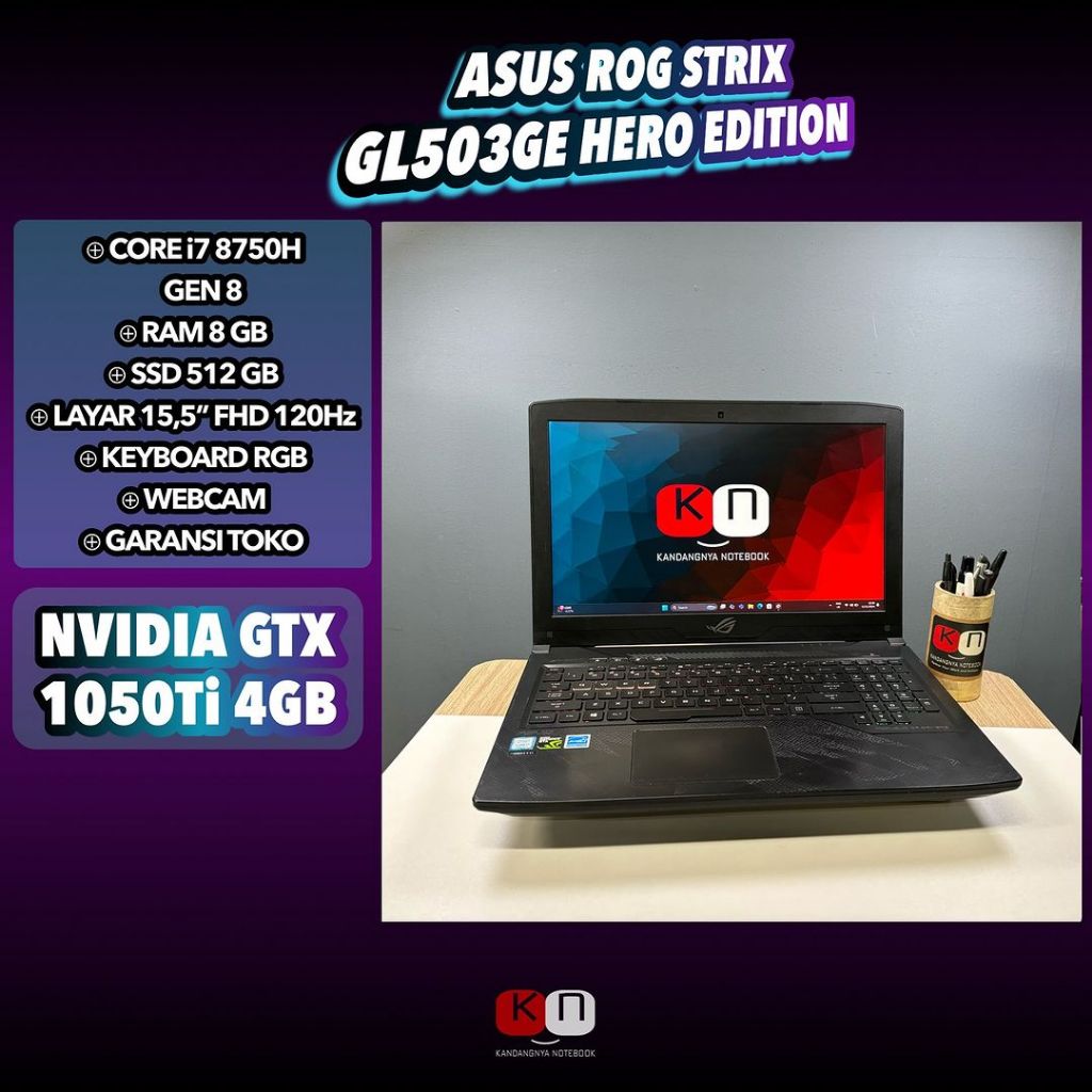 Jual Asus Rog Strix GL503GE i7 8750H GTX1050Ti Ram 8GB Ssd 512GB Layar ...