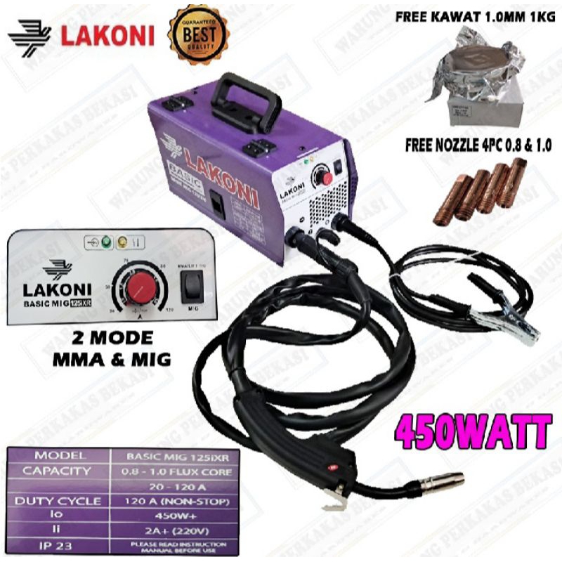 Jual Lakoni Mig Basic 125ixr Mesin Las Listrik 120A Tanpa Gas | Shopee Indonesia
