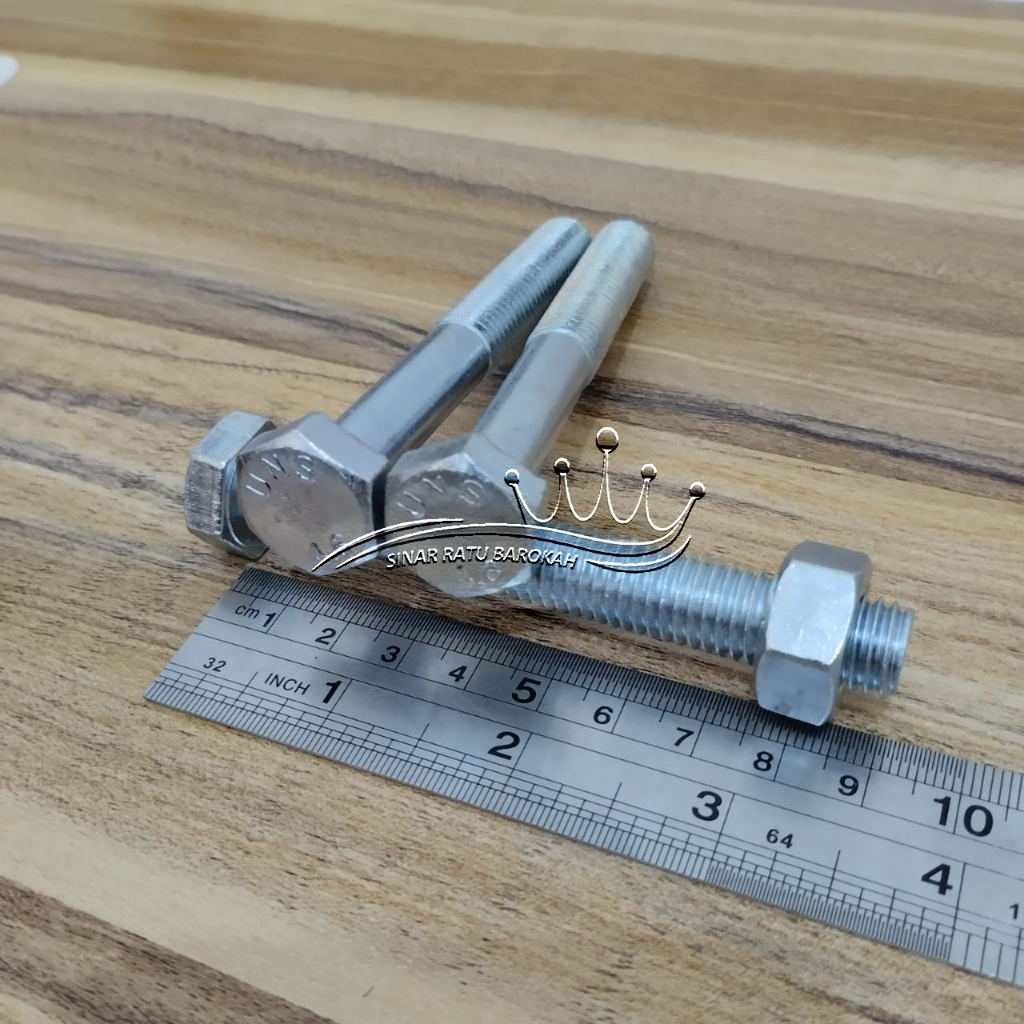 Jual BAUT MUR PUTIH M12 X 90 PANJANG 9CM 9 CM 90MM MM GALVANIZ GALVANIS ...