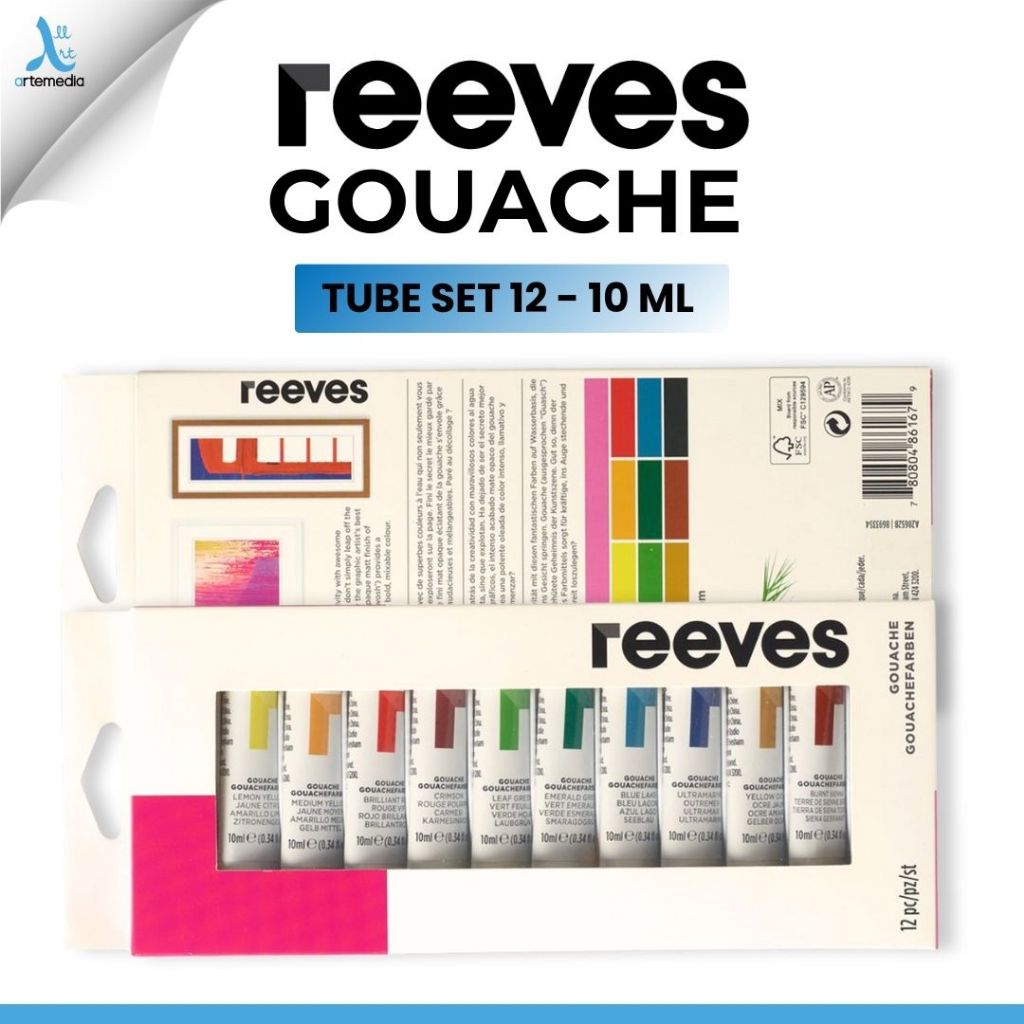 Jual Reeves Gouache Color Paint Tube Set Cat Gouache Set 12 | Shopee ...